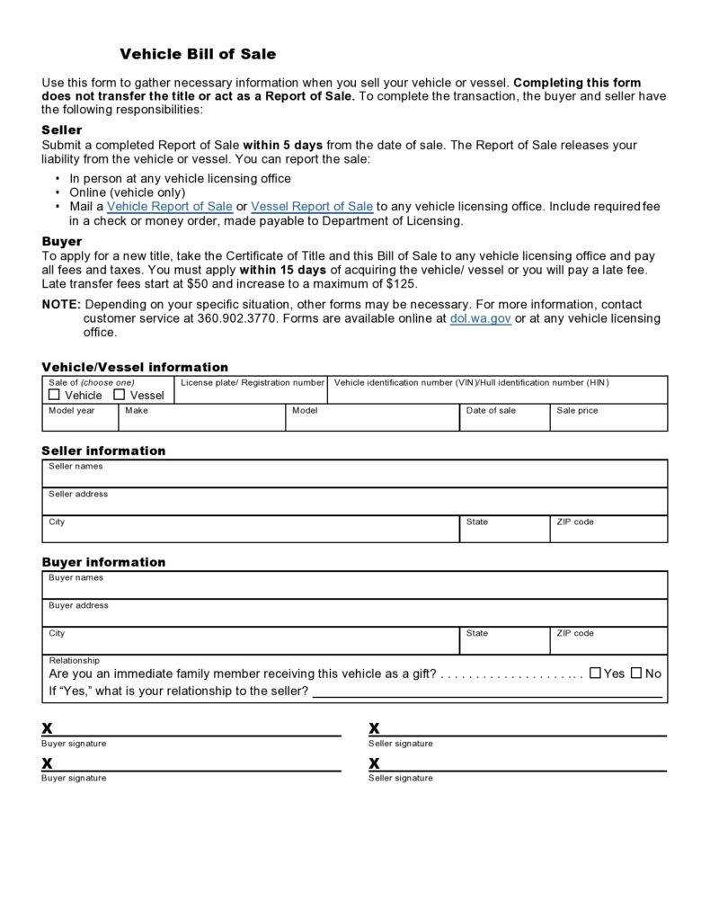 40 Printable Bill of Sale For a Car Samples [Word, PDF]