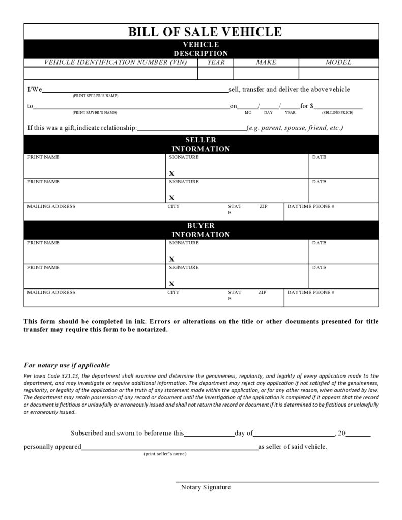 40 Printable Bill of Sale For a Car Samples [Word, PDF]