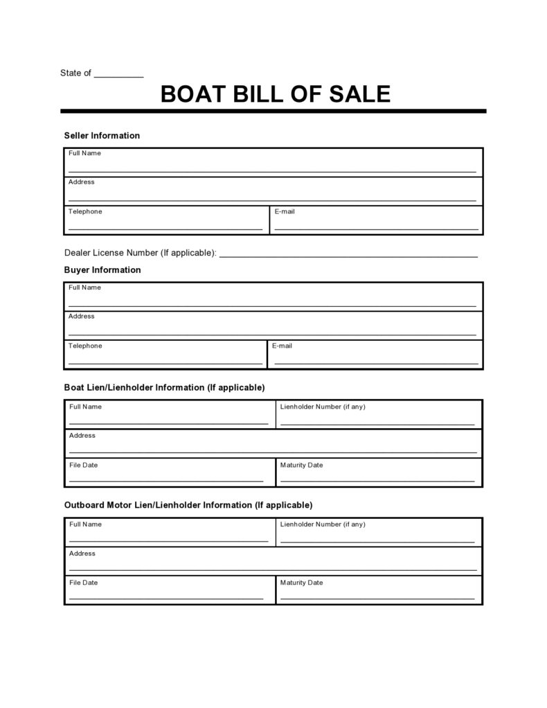 41 Great Boat Bill of Sale Templates [All States] ᐅ TemplateLab