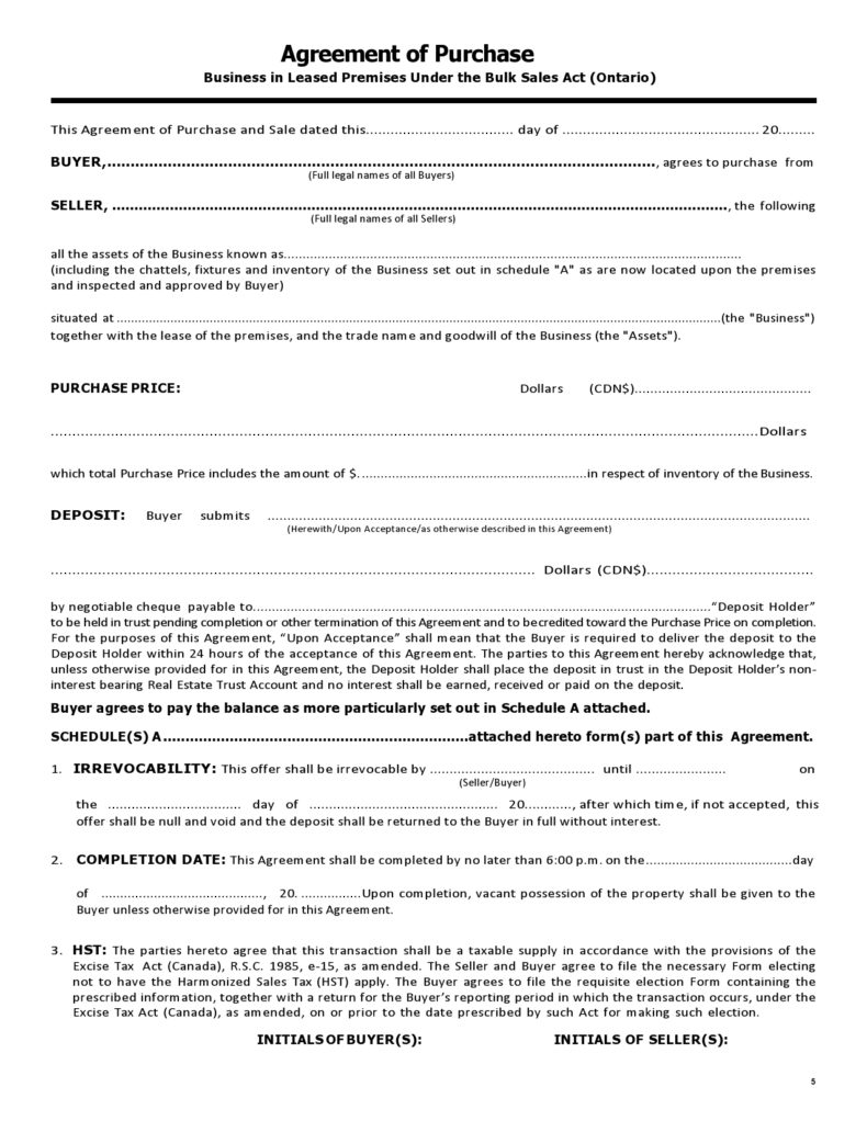 41 Free Business Purchase Agreement Templates (Word)