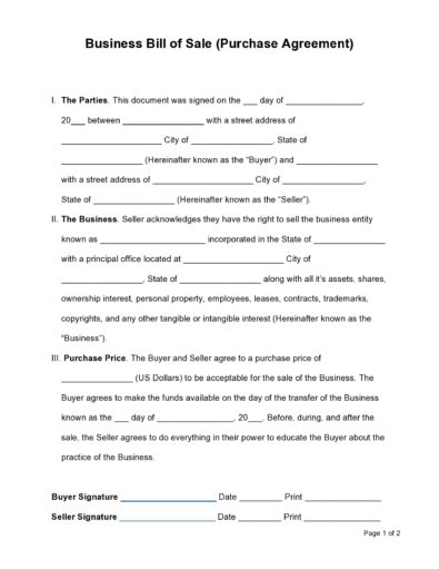 41 Free Business Purchase Agreement Templates (Word)
