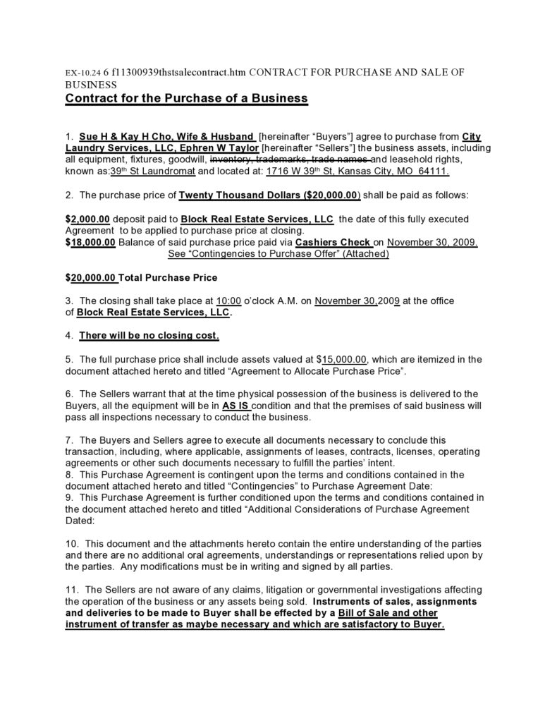 41 Free Business Purchase Agreement Templates (Word)