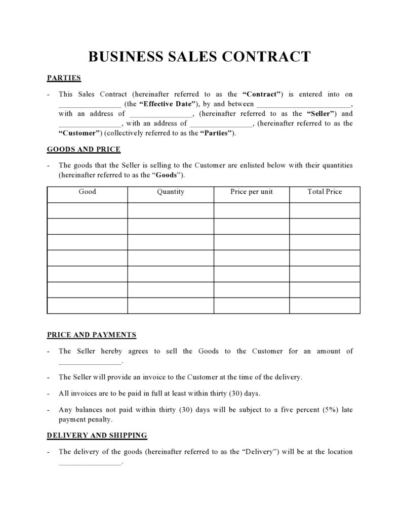 41 Free Business Purchase Agreement Templates (Word)