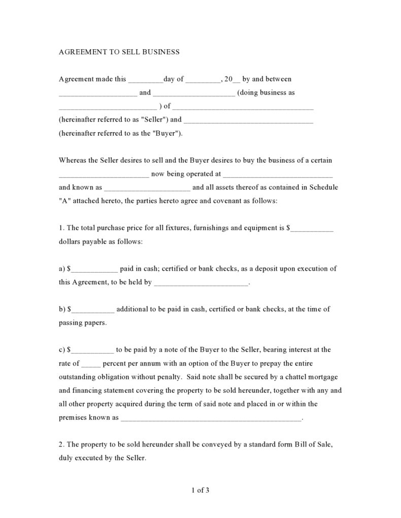 41 Free Business Purchase Agreement Templates (Word)