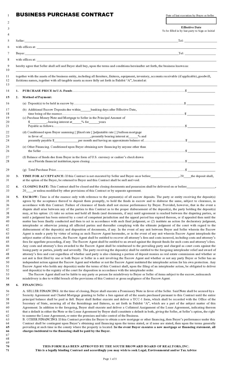 41 Free Business Purchase Agreement Templates (Word)