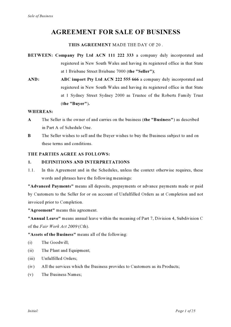 41 Free Business Purchase Agreement Templates (Word)