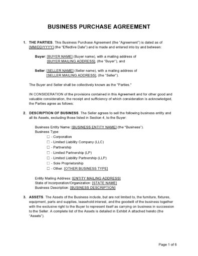 41 Free Business Purchase Agreement Templates (Word)