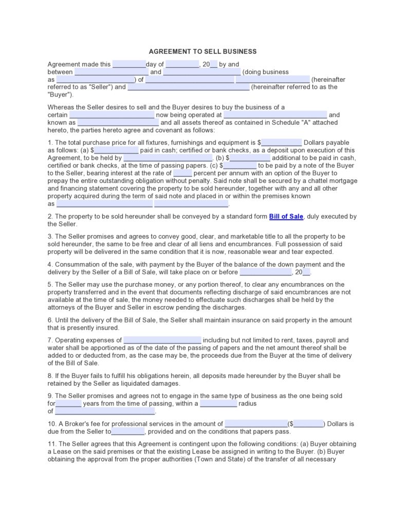 41 Free Business Purchase Agreement Templates (Word)