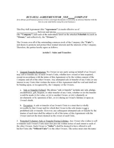 44 Free Buy-Sell Agreement Templates (& Samples)