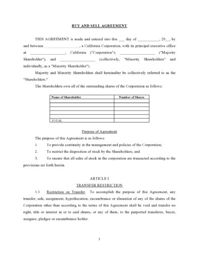 44 Free Buy-Sell Agreement Templates (& Samples)