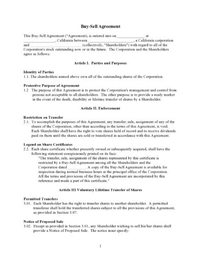 44 Free Buy-Sell Agreement Templates (& Samples)
