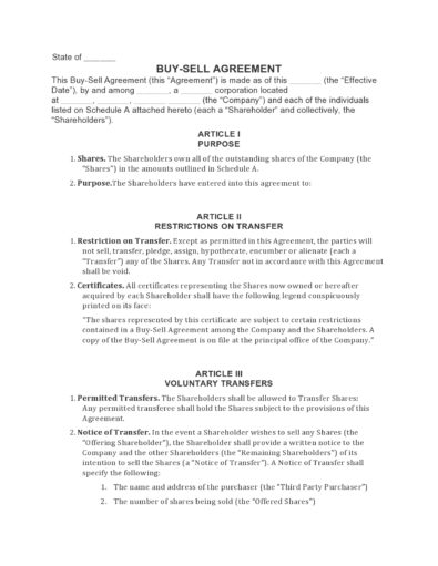 44 Free Buy-Sell Agreement Templates (& Samples)