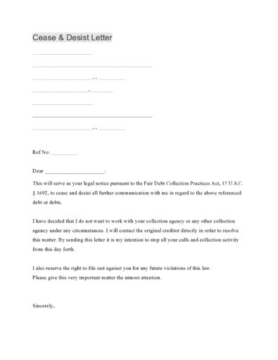 40 Effective Cease and Desist Defamation Letters ᐅ TemplateLab