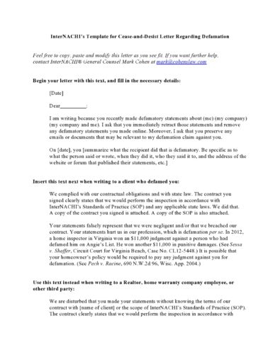40 Effective Cease and Desist Defamation Letters ᐅ TemplateLab