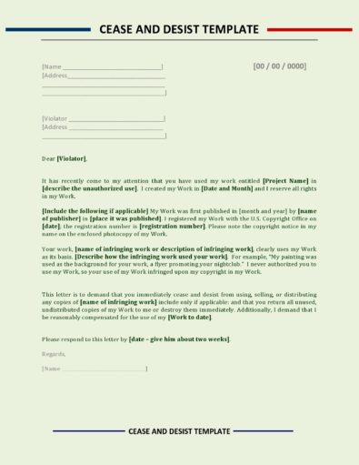 40 Effective Cease and Desist Defamation Letters ᐅ TemplateLab