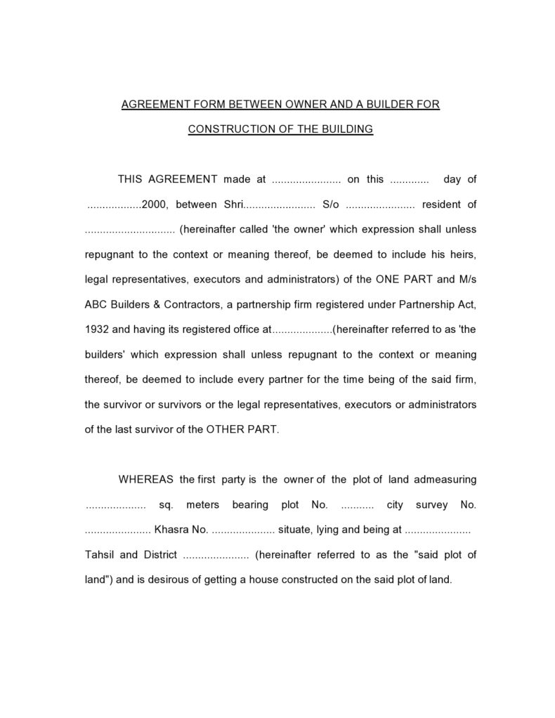 41 Simple Construction Contract Templates [100% Free]