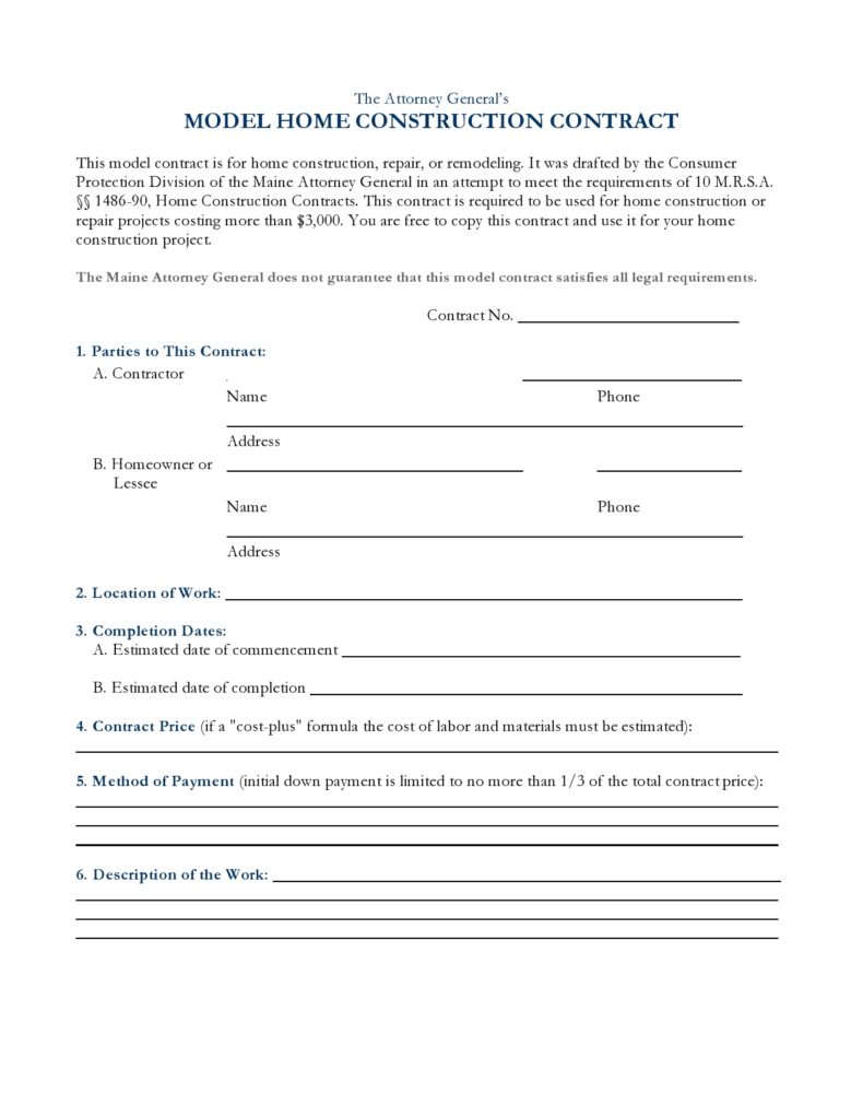 41 Simple Construction Contract Templates [100% Free]