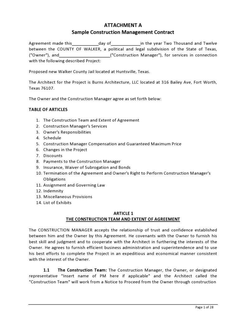 41 Simple Construction Contract Templates [100% Free]