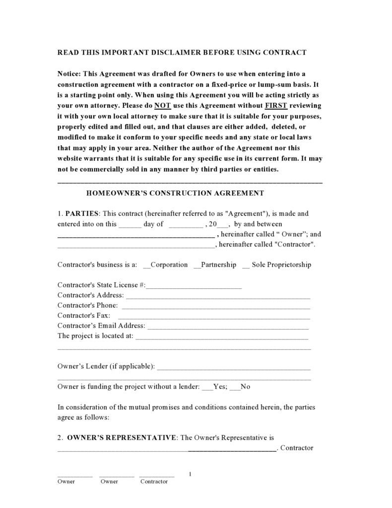 41 Simple Construction Contract Templates [100% Free]