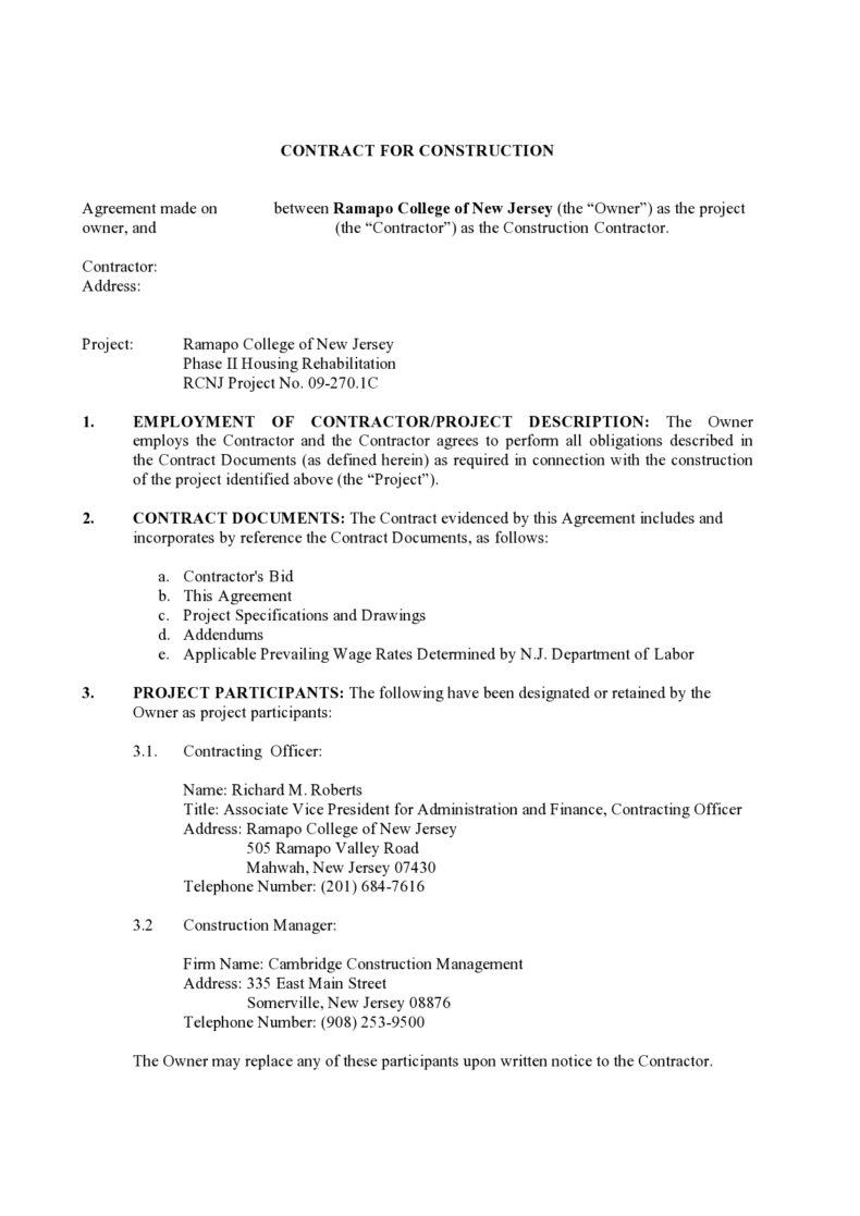 41 Simple Construction Contract Templates [100% Free]