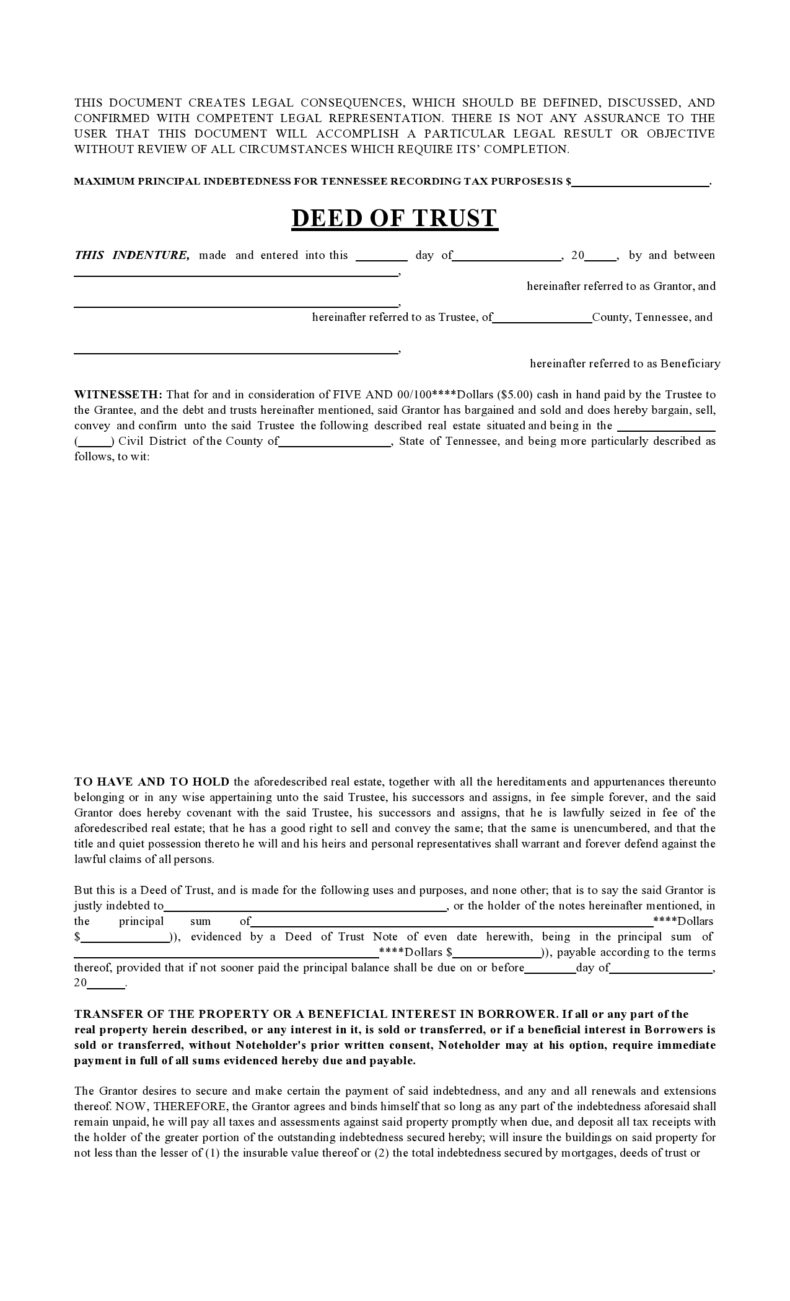 42 Comprehensive Deed of Trust Forms [Word] ᐅ TemplateLab