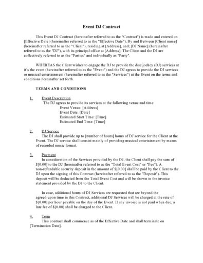 42 Professional DJ Contract Templates [Wedding, Mobile...]