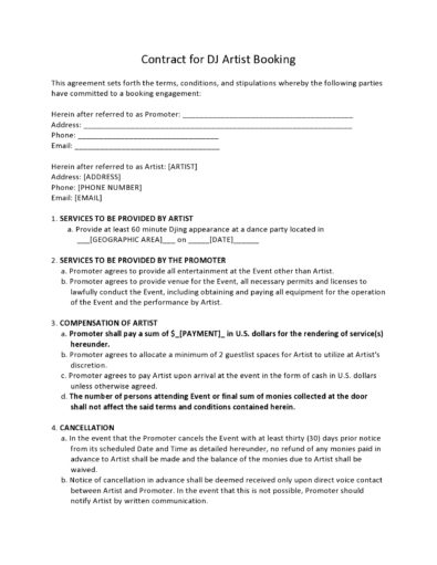 42 Professional DJ Contract Templates [Wedding, Mobile...]