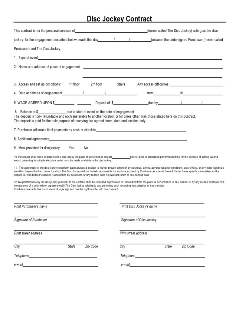 42 Professional DJ Contract Templates [Wedding, Mobile...]