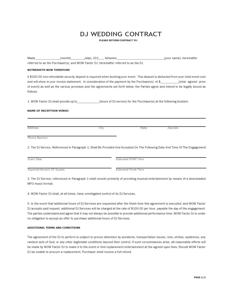 42 Professional DJ Contract Templates [Wedding, Mobile...]