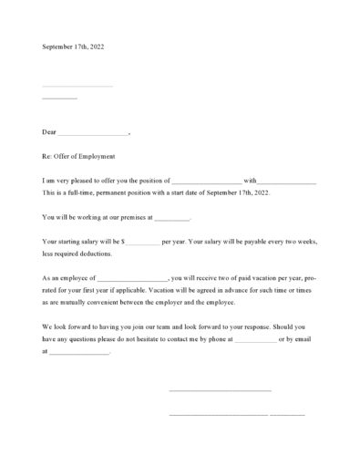42 Professional Employment Offer Letter Templates [Word]