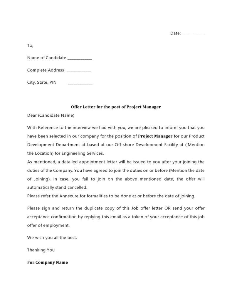 42 Professional Employment Offer Letter Templates [Word]