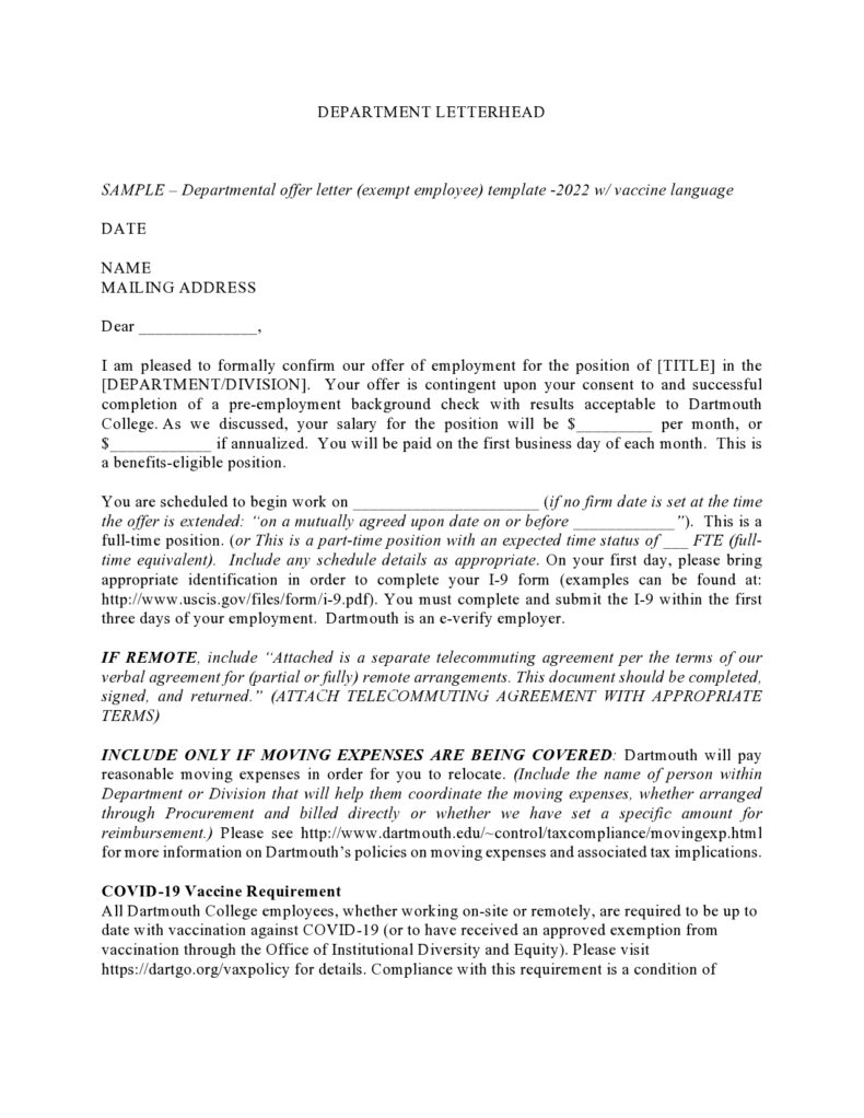 42 Professional Employment Offer Letter Templates [Word]