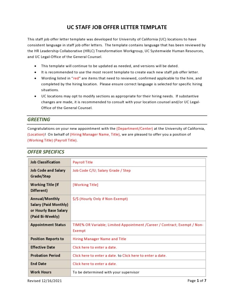 42 Professional Employment Offer Letter Templates [Word]