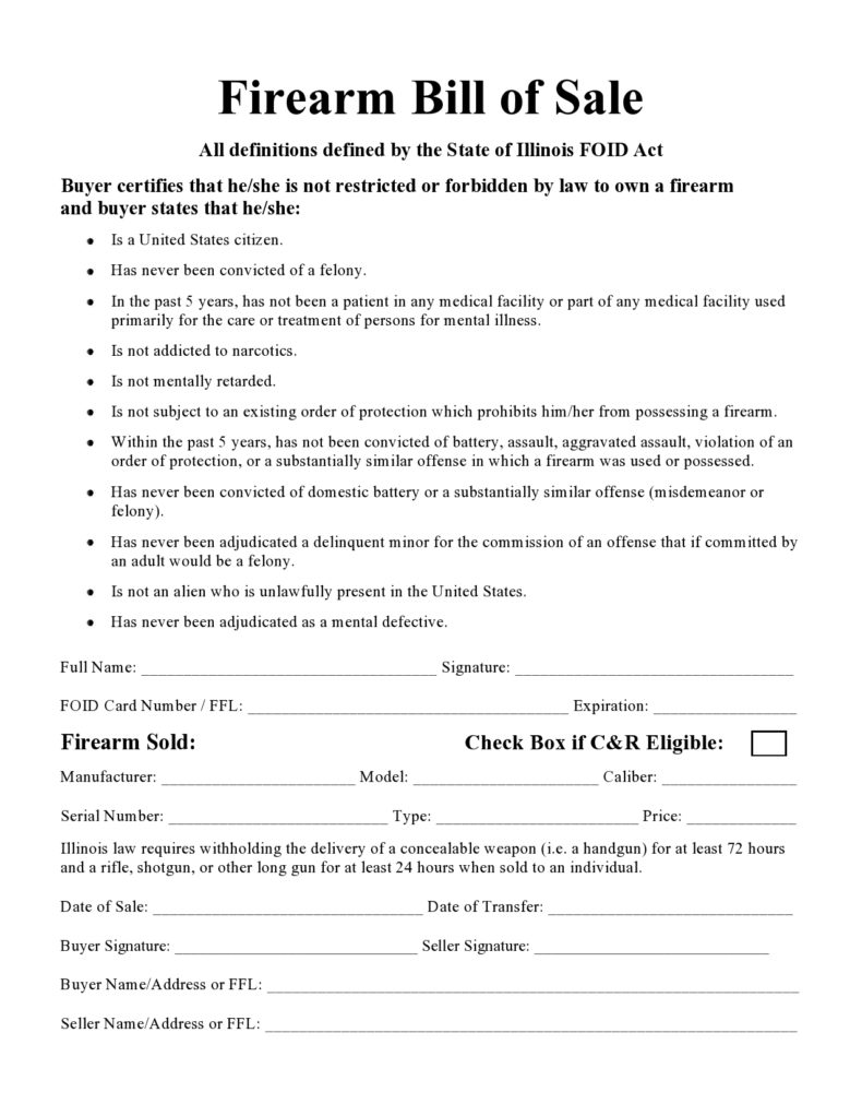38 Free Gun Bill of Sale Templates & Forms [All States] ᐅ TemplateLab