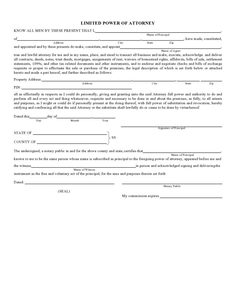 40 Free Limited Power of Attorney Forms [Special PoA]