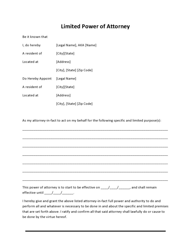 40 Free Limited Power of Attorney Forms [Special PoA]