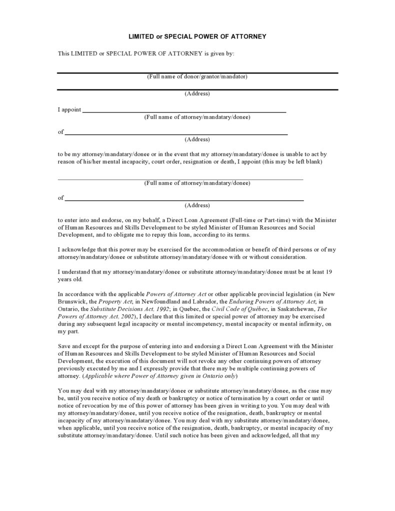 40 Free Limited Power of Attorney Forms [Special PoA]