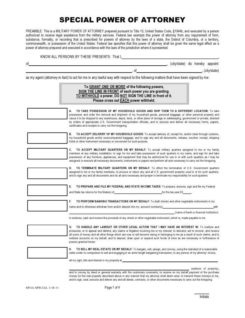 40 Free Limited Power of Attorney Forms [Special PoA]