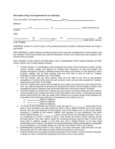34 Free Living Trust Forms ( & Documents) ᐅ TemplateLab