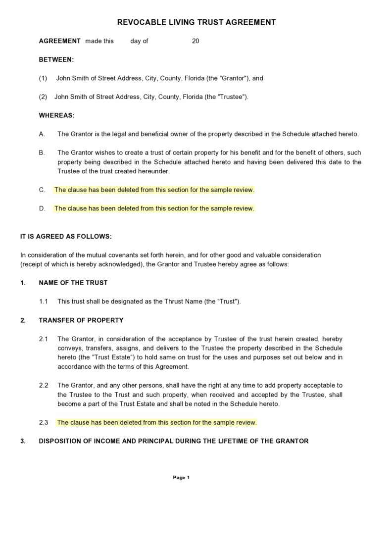 34 Free Living Trust Forms ( & Documents) ᐅ TemplateLab