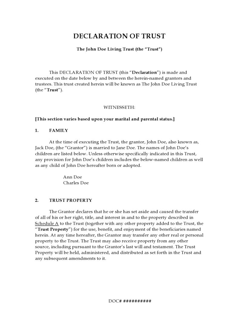 34 Free Living Trust Forms ( & Documents) ᐅ TemplateLab