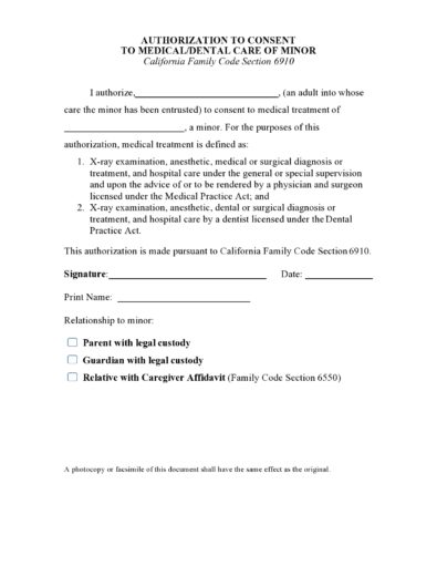 43 Printable Medical Consent Forms for Minor (Free)
