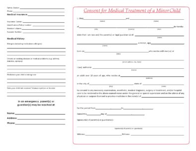 43 Printable Medical Consent Forms for Minor (Free)