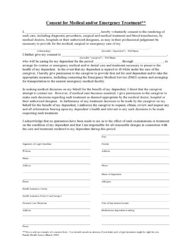 43 Printable Medical Consent Forms for Minor (Free)