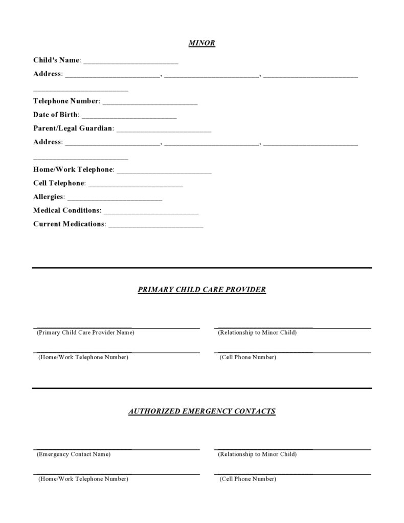 43 Printable Medical Consent Forms for Minor (Free)