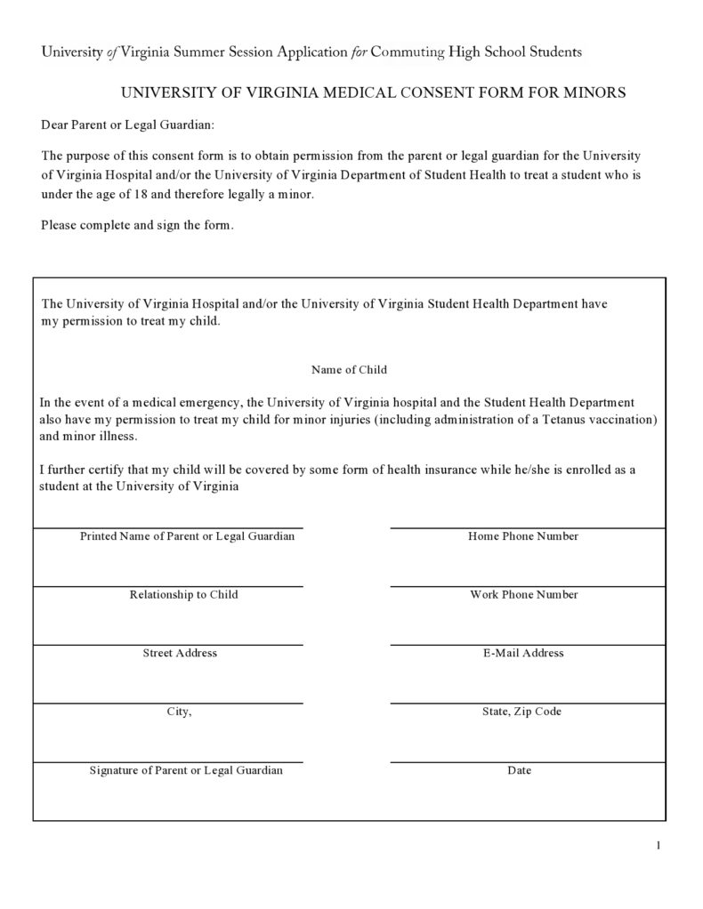 43 Printable Medical Consent Forms for Minor (Free)