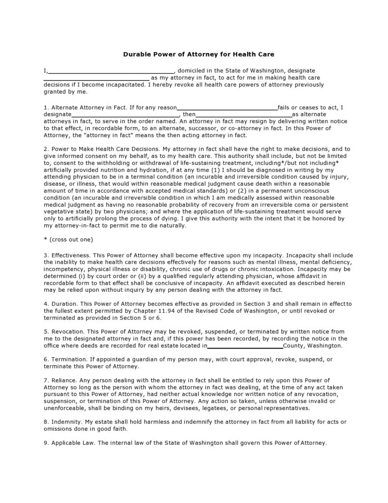 39 Free Medical Power Of Attorney Forms [All States]