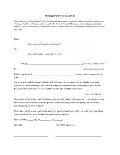 39 Free Medical Power Of Attorney Forms [All States]