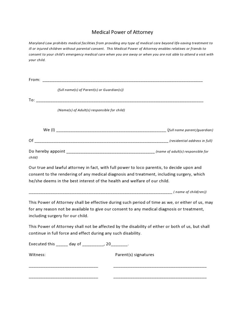 39 Free Medical Power Of Attorney Forms [All States]