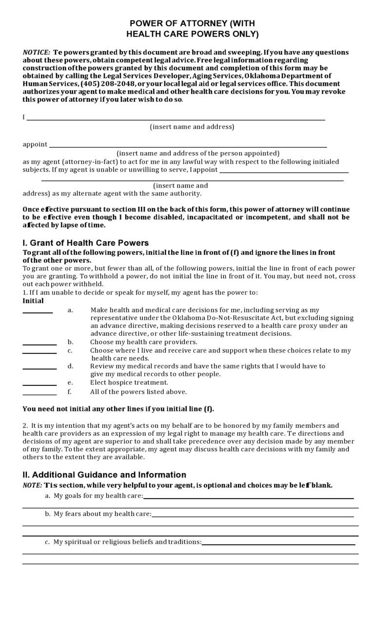 39 Free Medical Power Of Attorney Forms [All States]